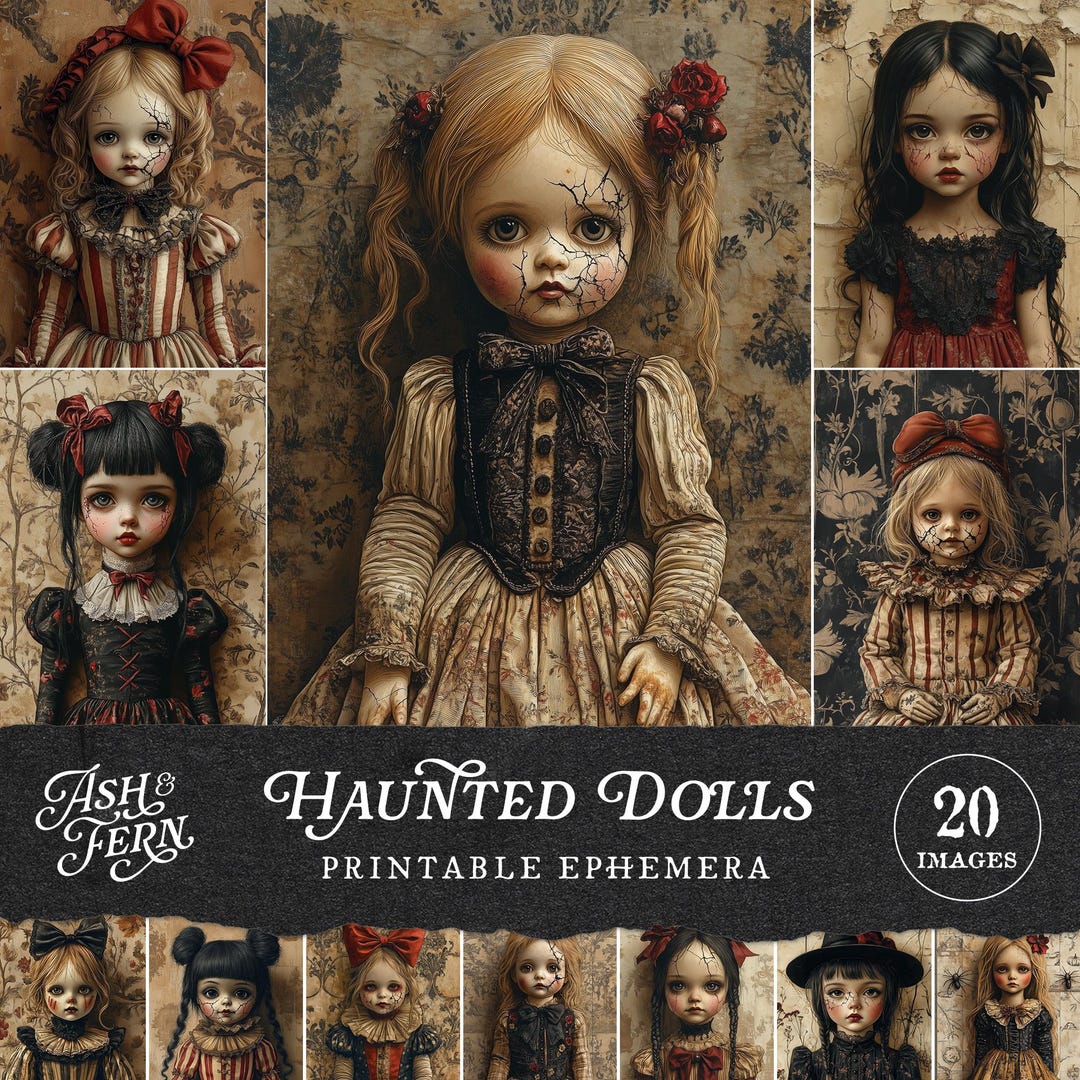 Creepy Vintage Halloween Doll Art: Gothic Ephemera Prints (digital ...