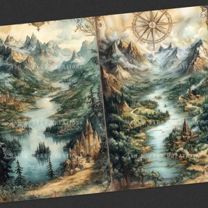 Elven Fantasy Map Junk Journal Pages, Medieval Magical Elf Realm ...