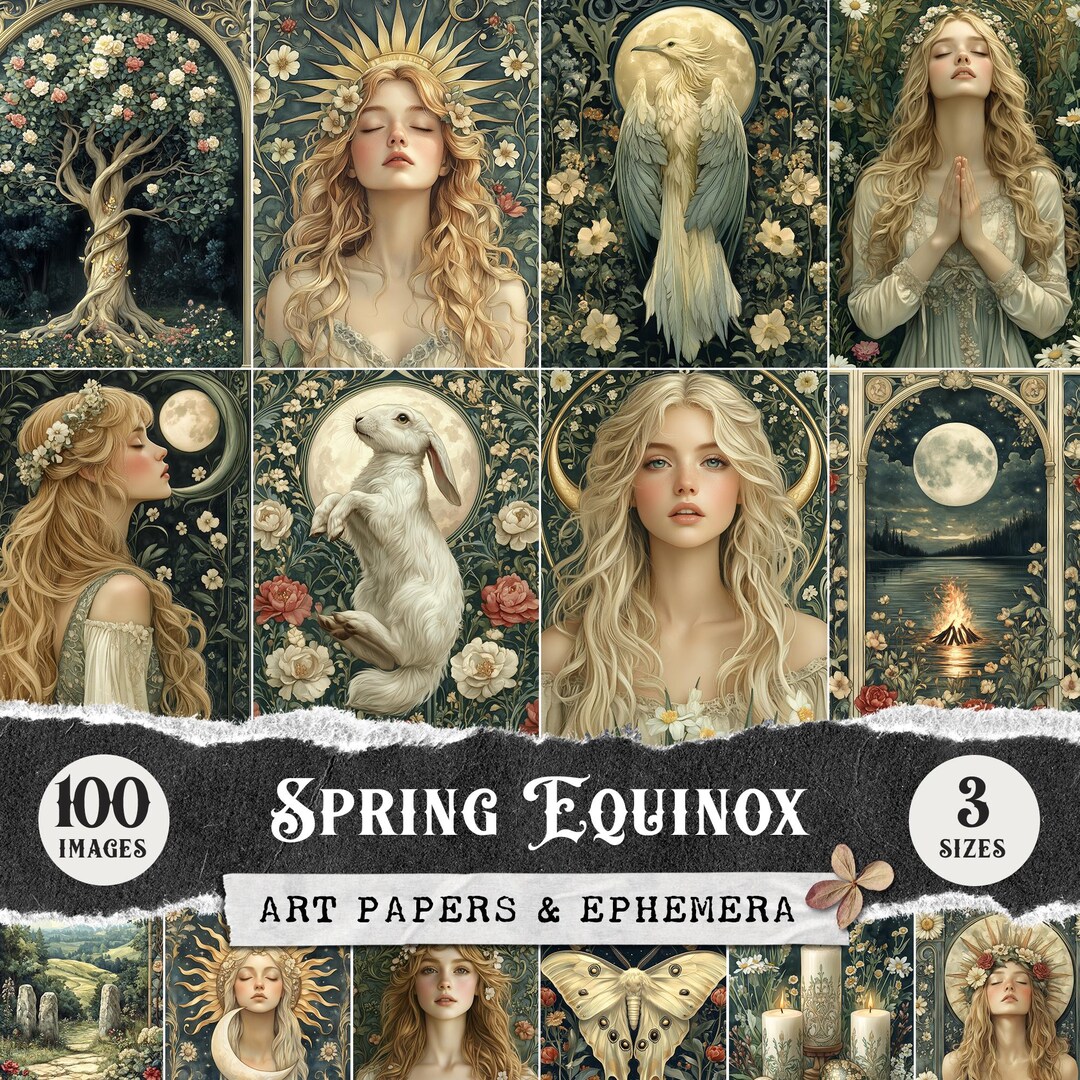 Spring Equinox Printable Art Images: Witchy Pagan Art Nouveau Ostara ...