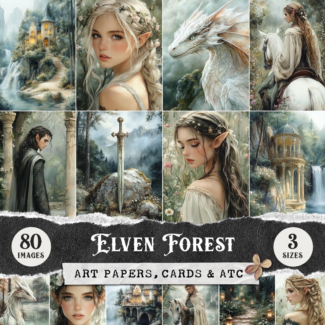 Elf Junk Journal Pages, Elven Forest Fantasy Art, Elf Digital Paper Kit ...