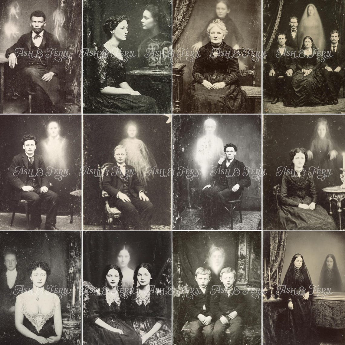 Spirit Photography Ephemera, Victorian Halloween Art, Haunted Ghost ...