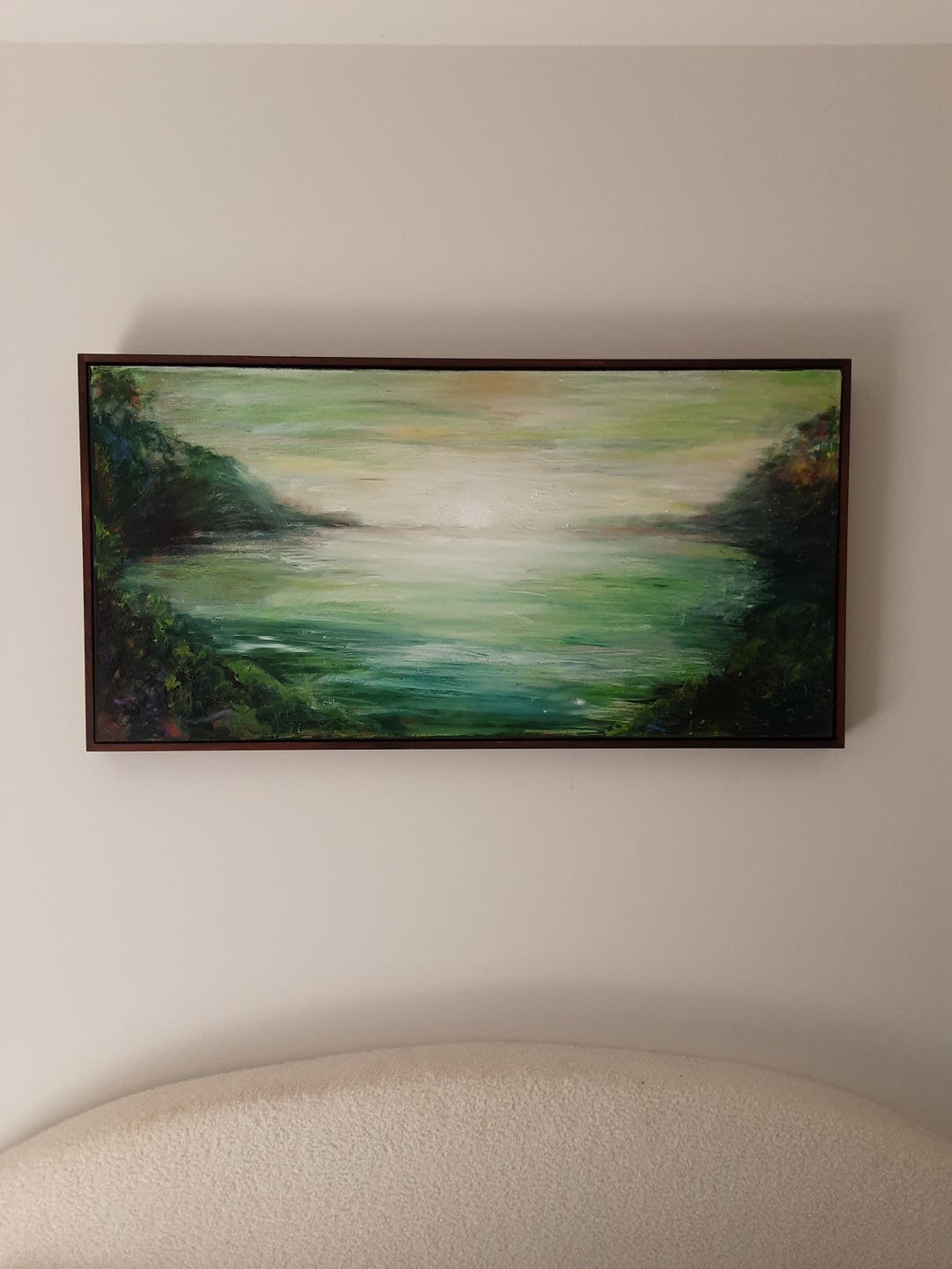 Large Green Minimalist Tonalist Australian Lakeview Landscape Gallery ...