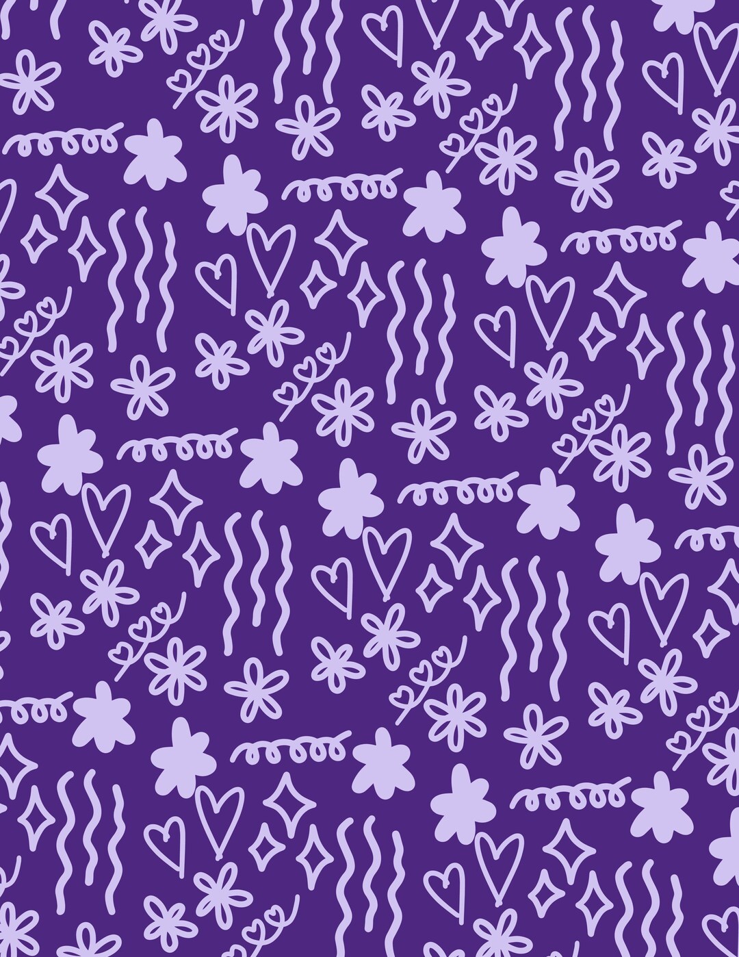 Daisy Doodle Purple Digital Print - Etsy