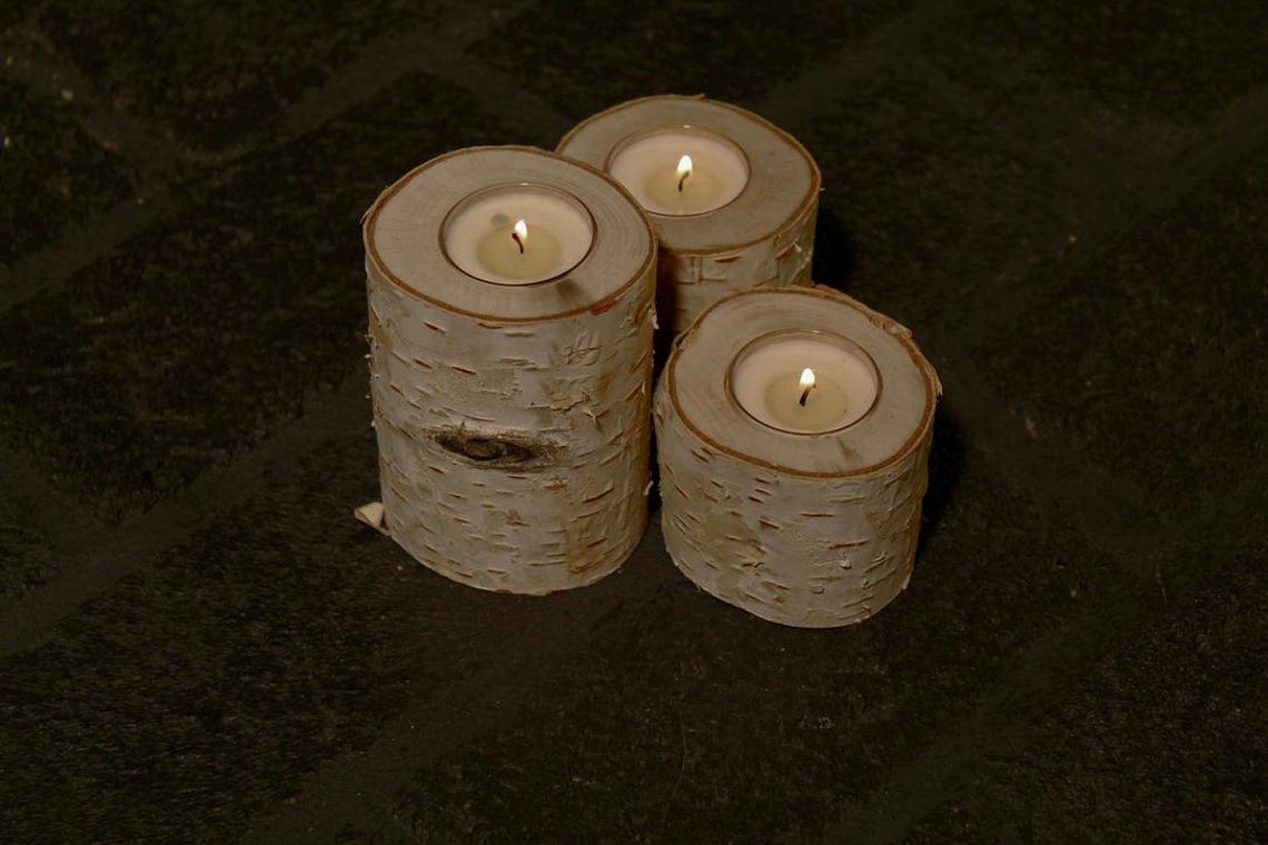 Rustic Birch Log Candle's/holders - Etsy