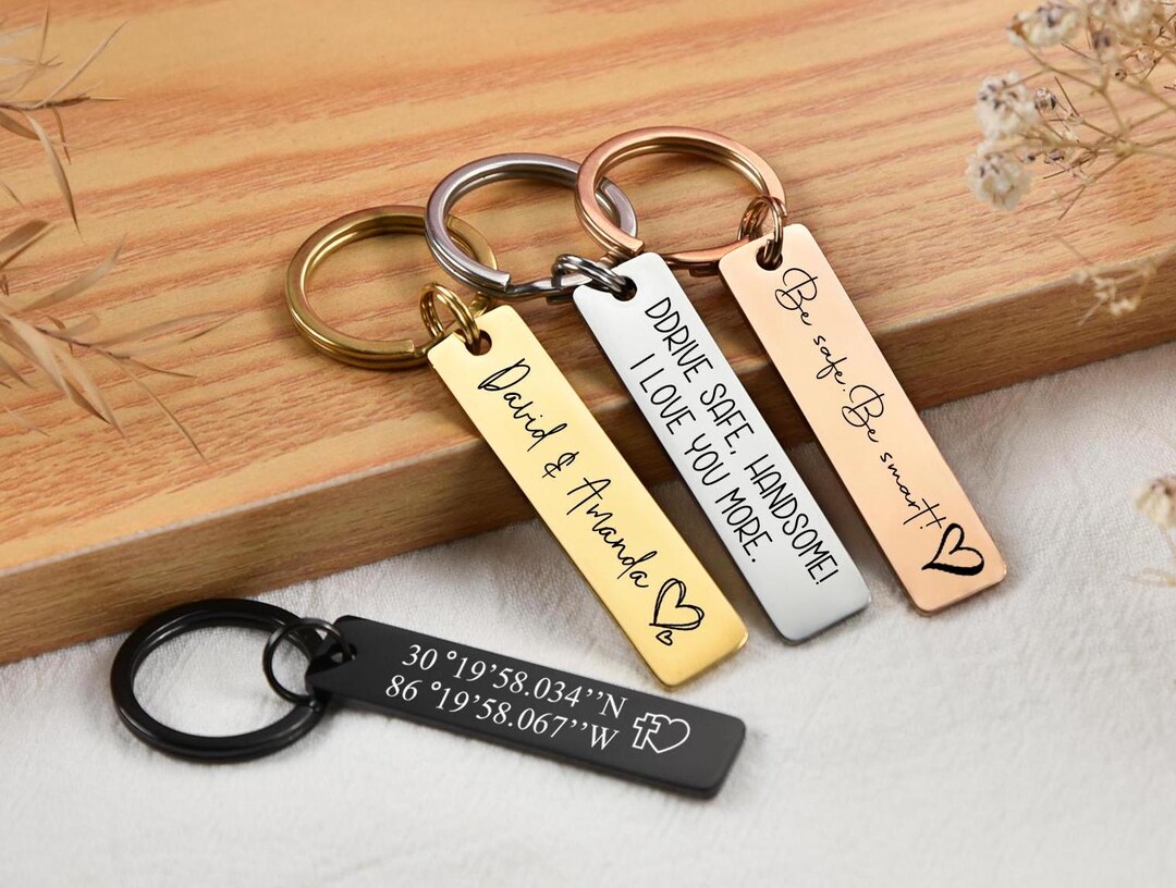 Personalized Engraved Keychain: Stainless Steel, Custom Name/date ...