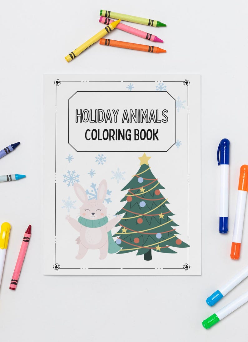 Animal Holiday Coloring Pages Bundle, Christmas Activity Sheets, Winter ...
