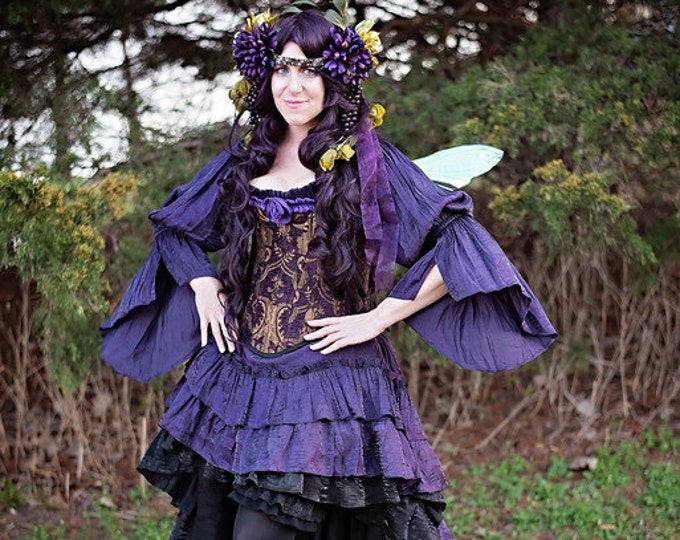 Fairy Fancy Plum Shimmer Silver Blouse Chemise Peasant - Etsy