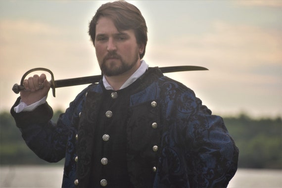 Blue and Black Captains Coat — Silver Leaf Costumes | Handmade Designer ...