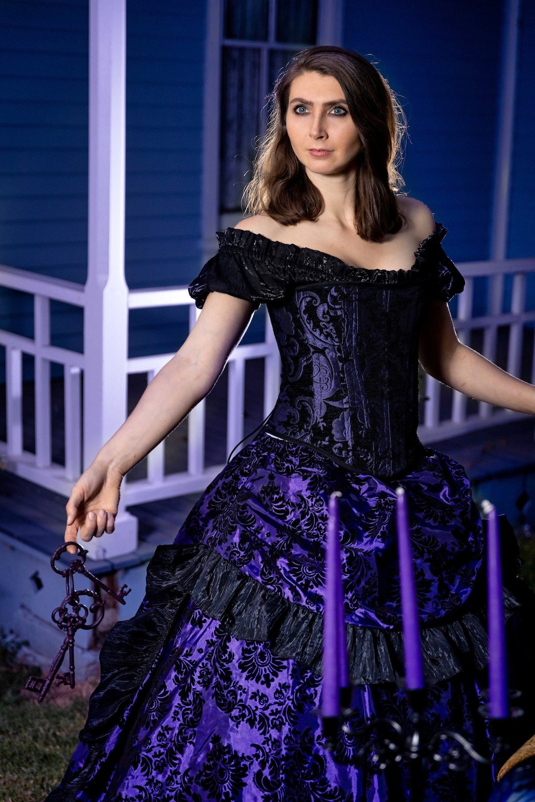 Purple and Black Haunted Mansion Inspired Ballgown, Corset Dress Full ...