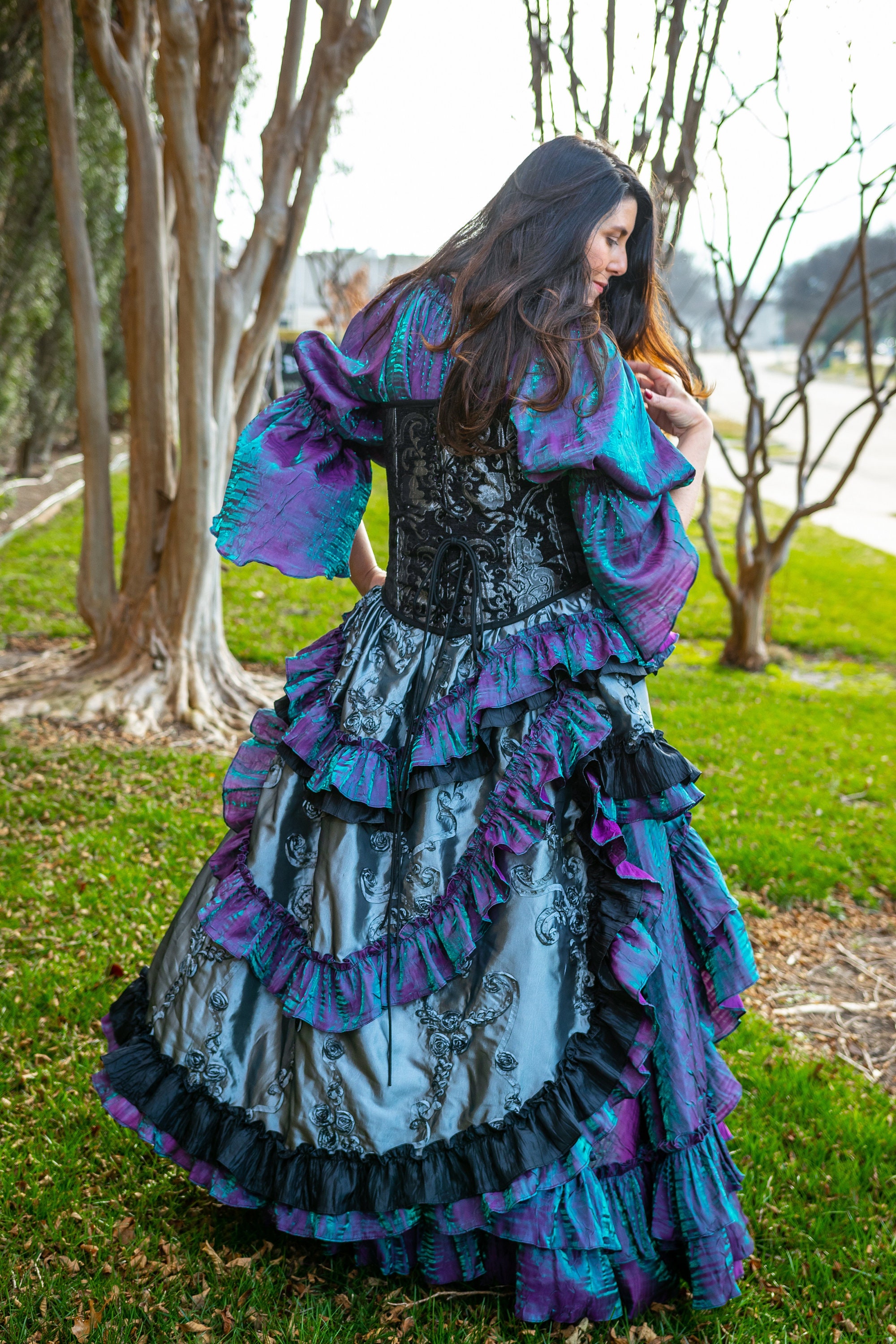 Steampunk Purple and Silver With Black Corset Costume Steampunk Purple and Silver With Black Corset Costume