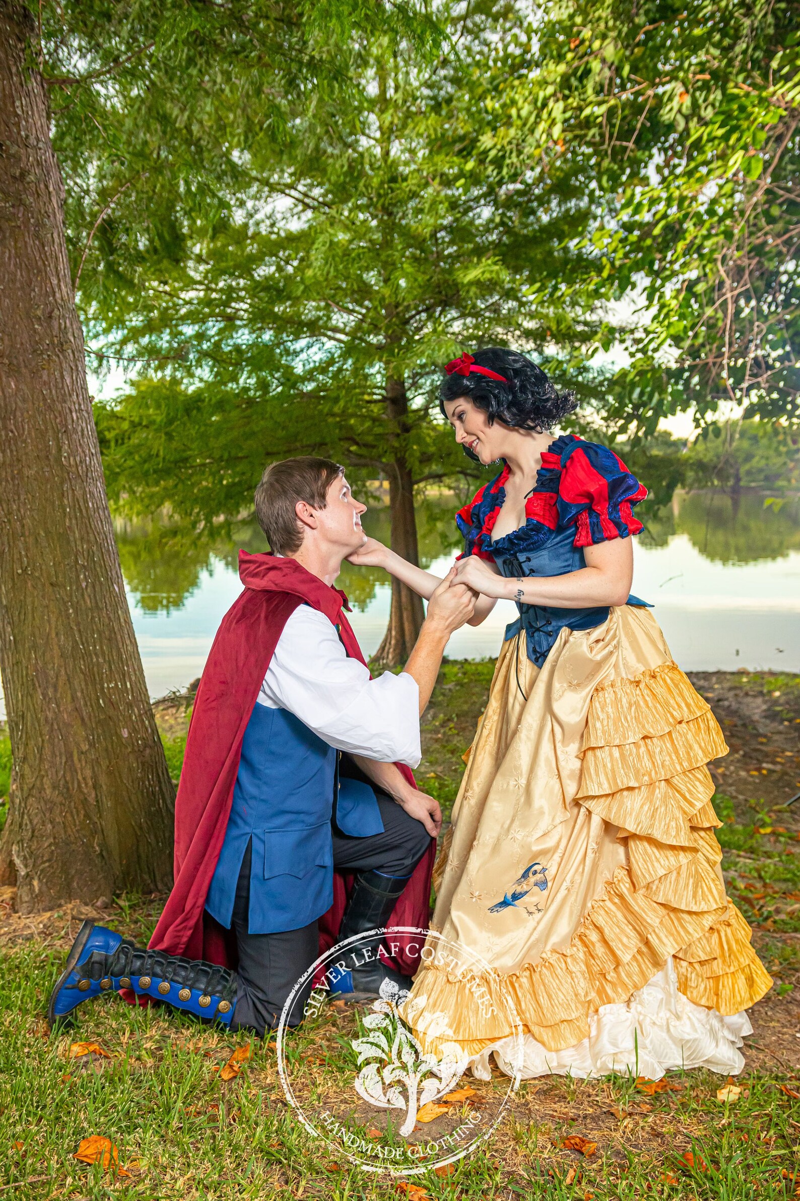 Renaissance Snow White Costume With Blue Velvet Bodice and Embroidered ...