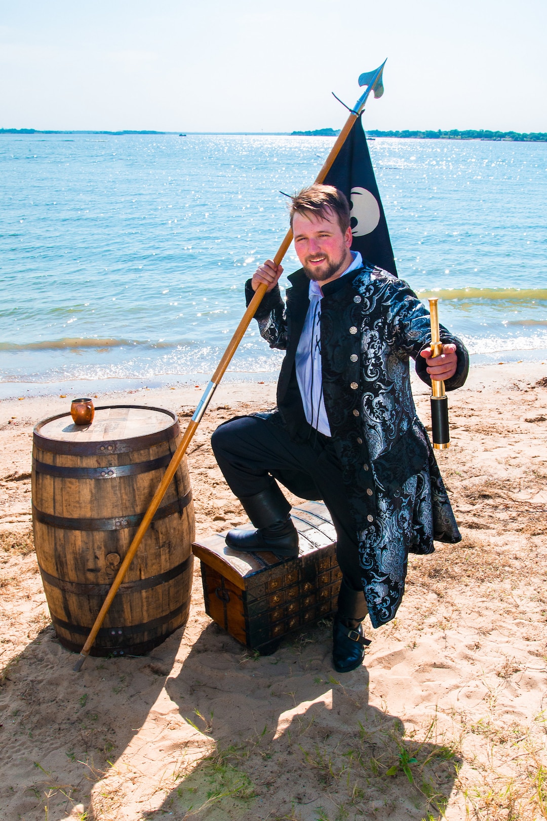 Silver and Black Captains Coat, Pirate, Renaissance, Victorian ...