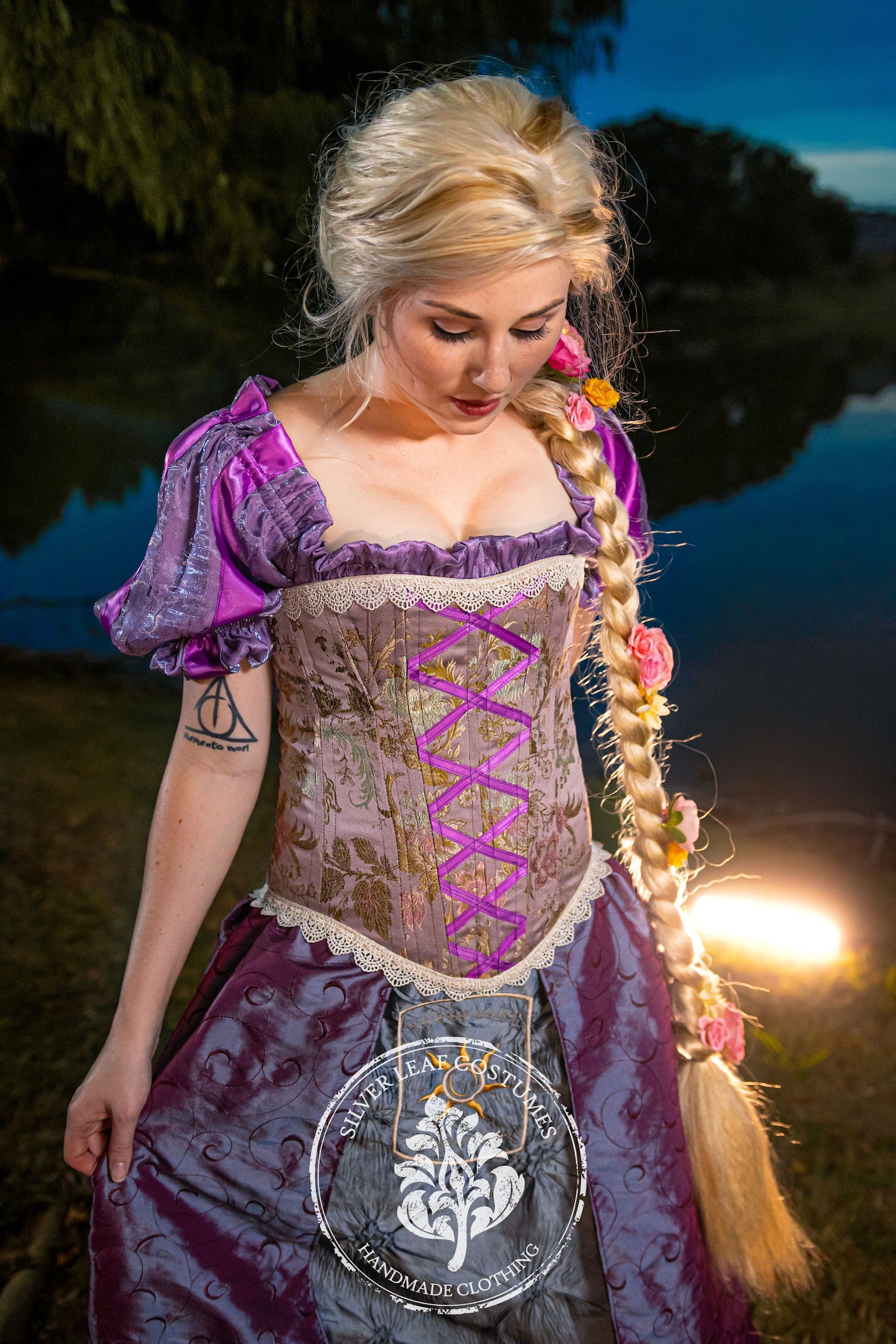 Princess Rapunzel Costume With Purple Ribbon and Lace Trimmed Corset ...