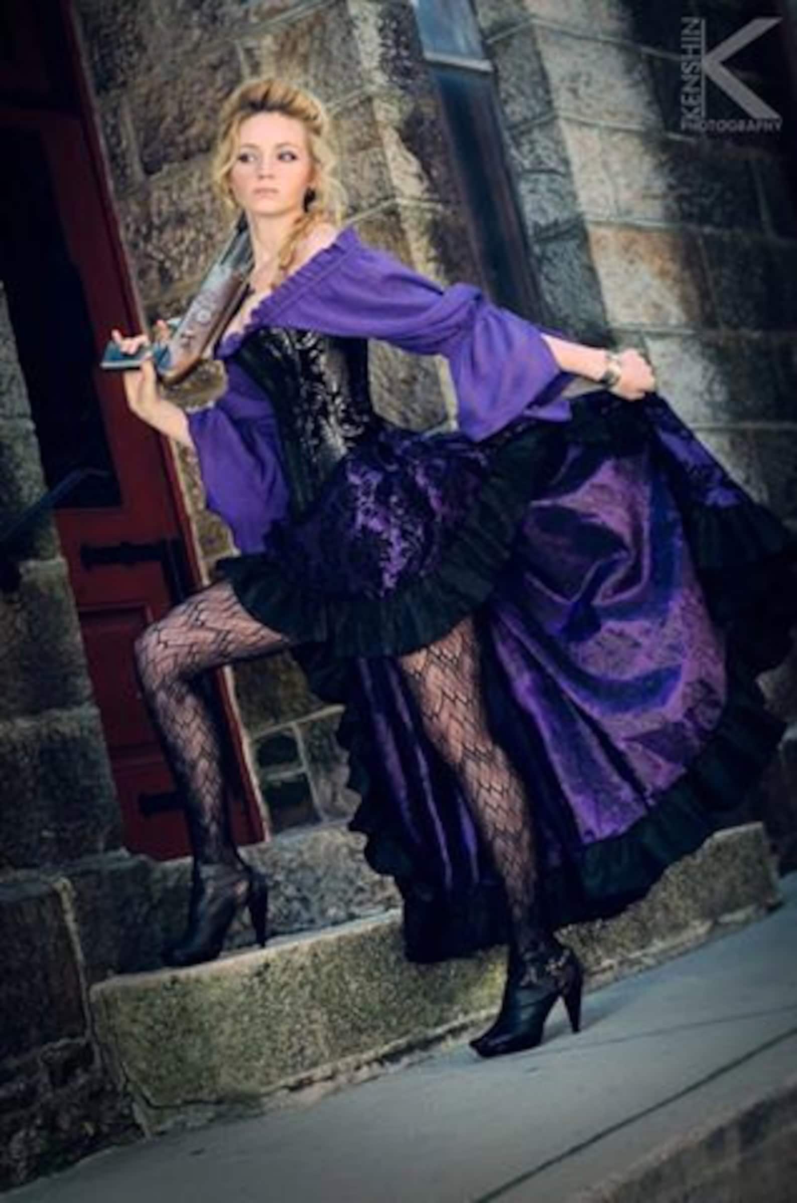 Plus Size, Purple Steampunk Costume, Pirate, Saloon Girl, Wild West ...
