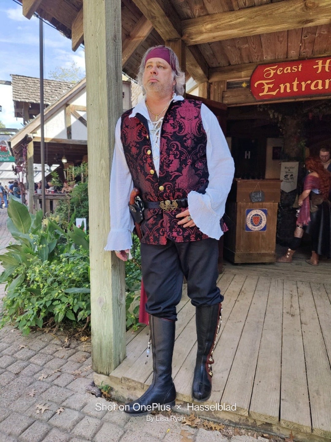 Deep Red and Black Pirate Vest, Steampunk, Waistcoat, Pirate, Cosplay ...