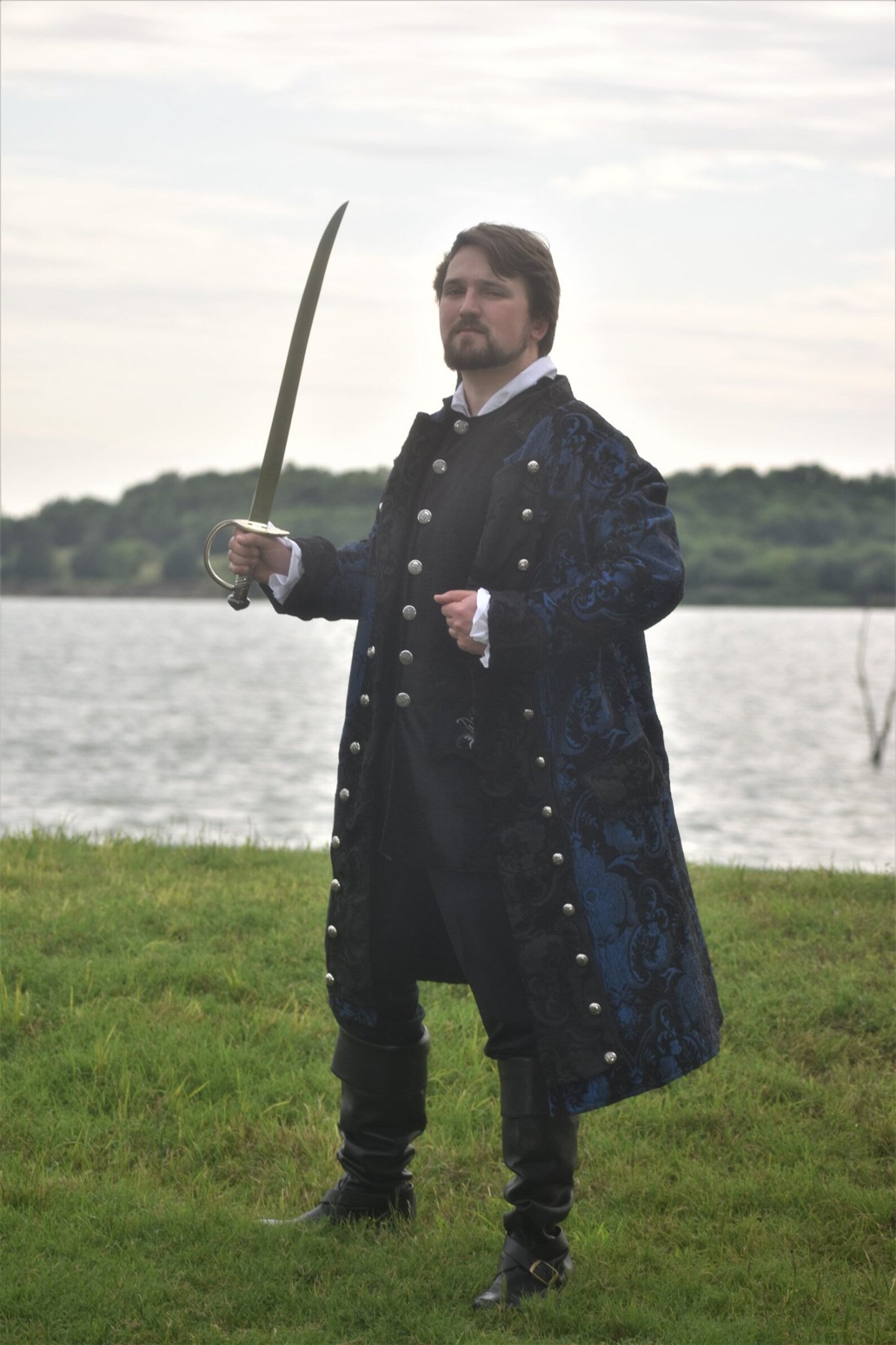 Blue and Black Captains Coat, Pirate, Renaissance, Victorian, Steampunk ...