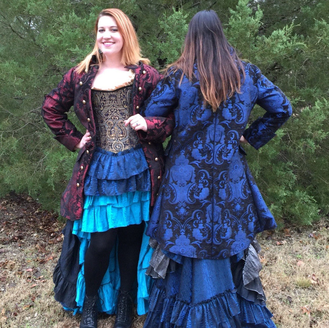 Red and Black Captains Coat, Women's, Pirate Coat, Jacket, Renaissance ...