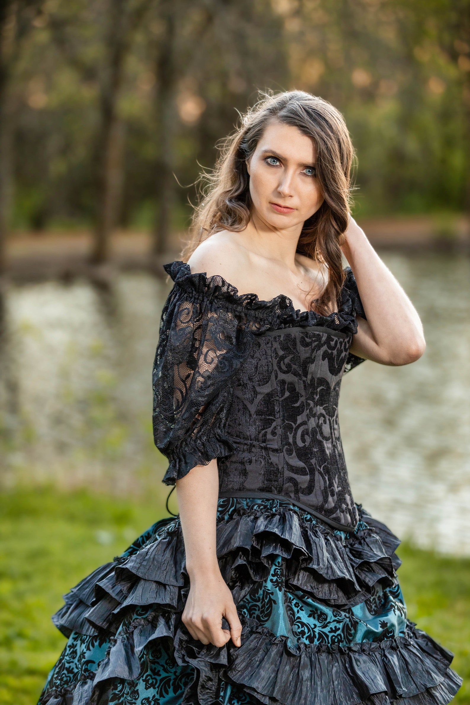 Black Lace Short Sleeve Cotton Chemise Blouse Renaissance - Etsy