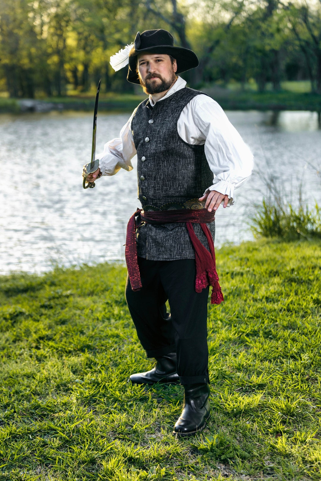 Pirate Vest, Black Beard, Long Pirate Vest, Cosplay, Victorian ...