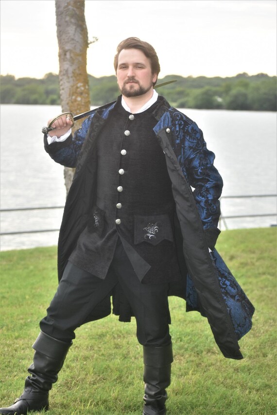 Blue and Black Captains Coat — Silver Leaf Costumes | Handmade Designer ...