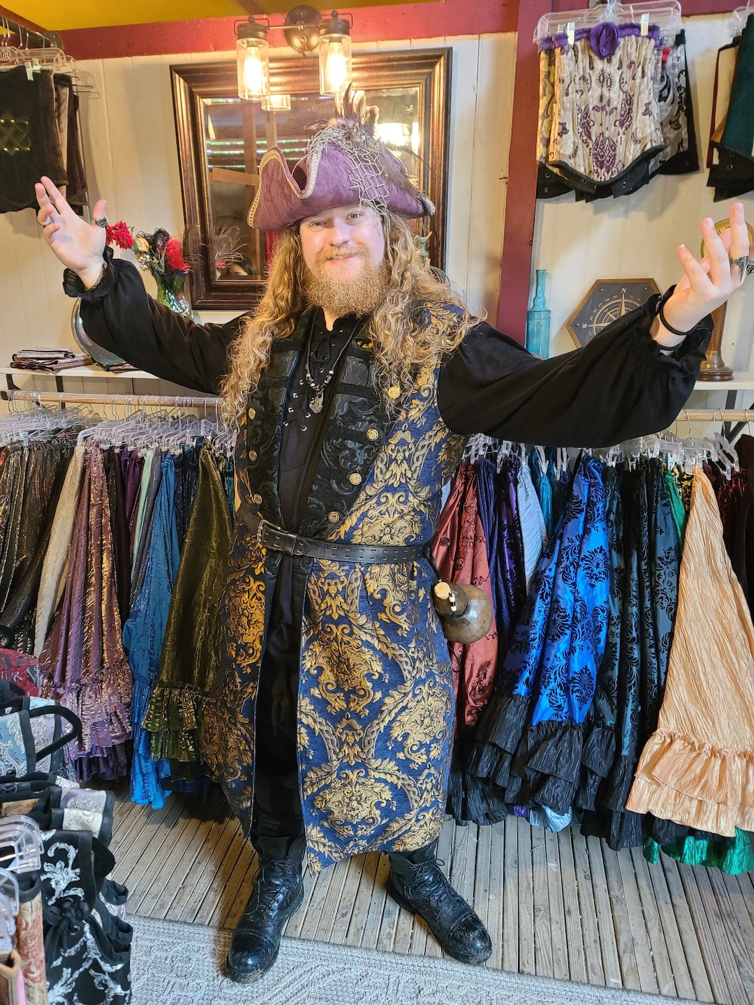 Blue and Gold Pirate Jacket With Black, Pirate Jacket, Wizards Coat ...