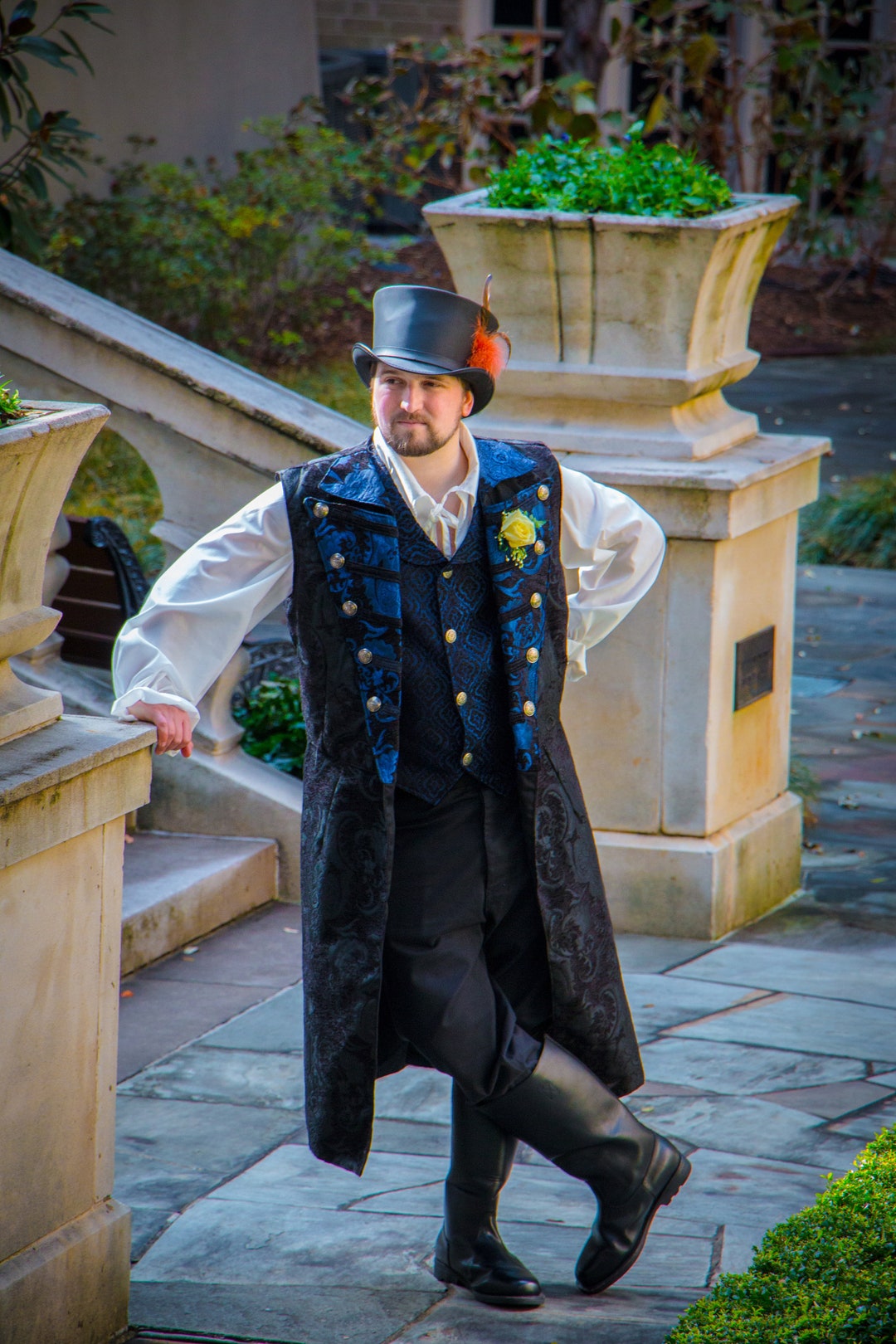 Blue and Black Victorian Vest, Men's Vest, Wedding, Steampunk ...