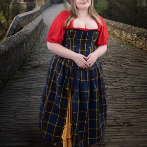 Navy and Yellow Celtic Plaid Corset Set, Renaissance, Ren Faire ...