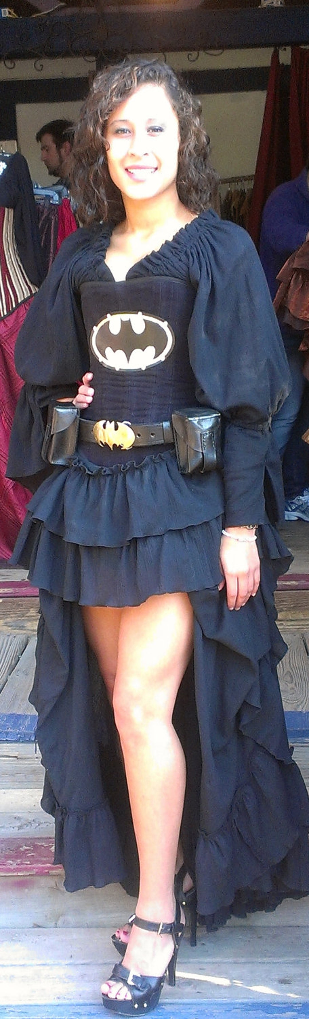 Black Cotton Saloon Girl Skirt, Steampunk, Renaissance, Cosplay, Batman ...