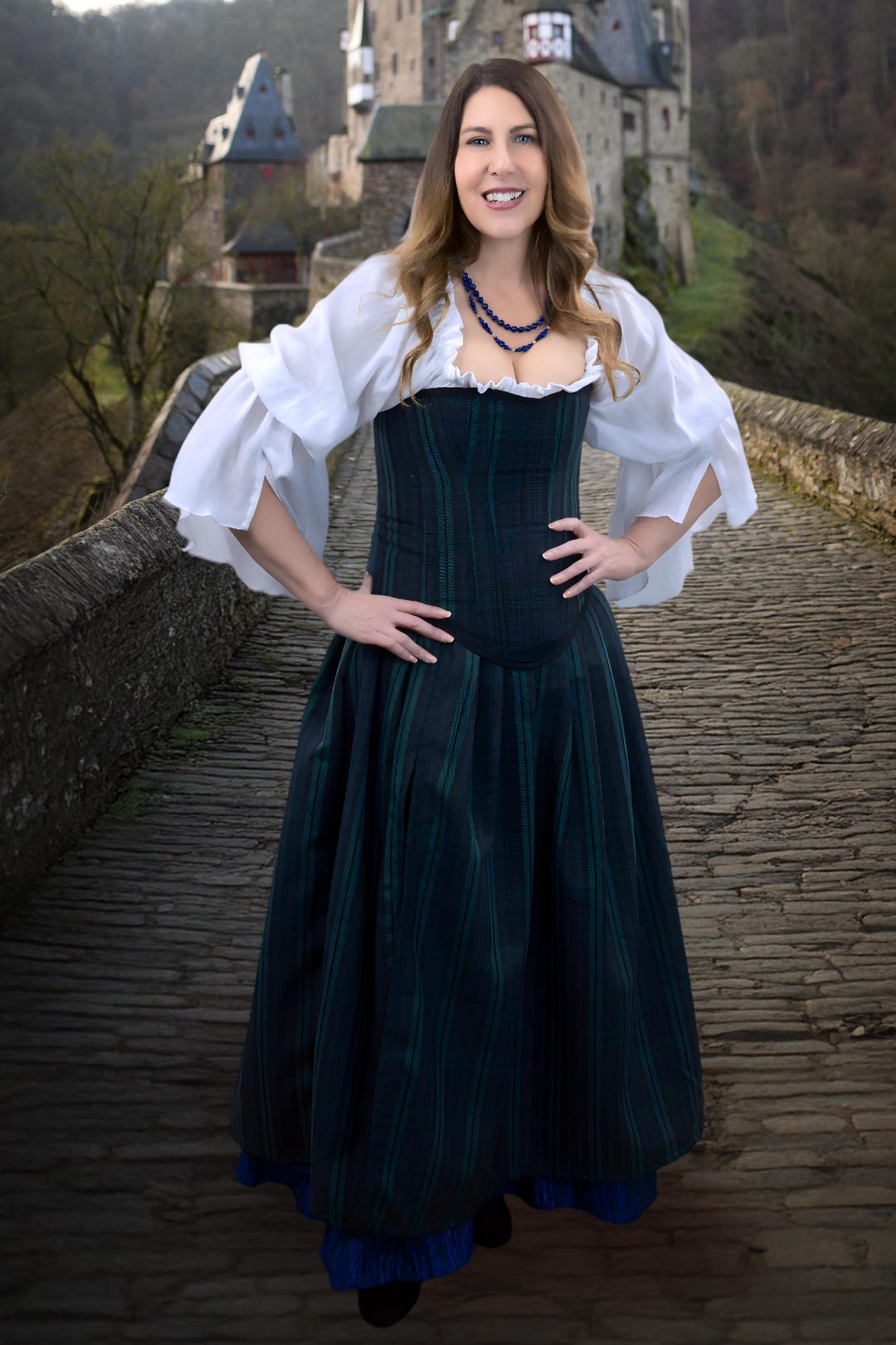 Green and Blue Celtic Plaid Corset Set, Renaissance, Ren Faire ...