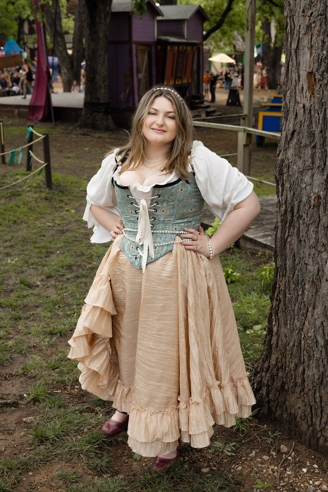 Aqua Pirate Corset, Front Lace, Back Lace, With Straps, Victorian ...