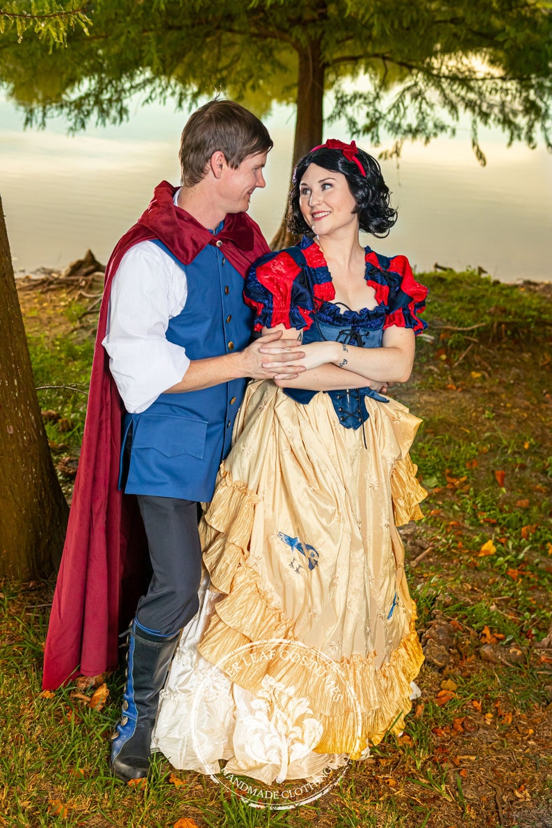 Renaissance Snow White Costume With Blue Velvet Bodice and Embroidered ...