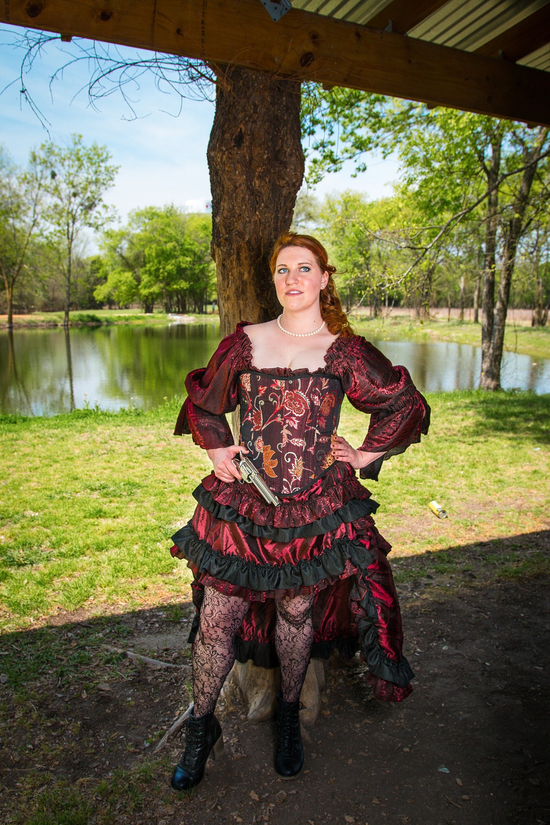 Burgundy and Black Shimmer Fancy Chemise, Steampunk Victorian ...