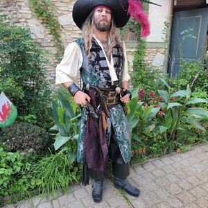 Green and Silver Pirate Jacket With Silver and Black Lapels, Pirate ...