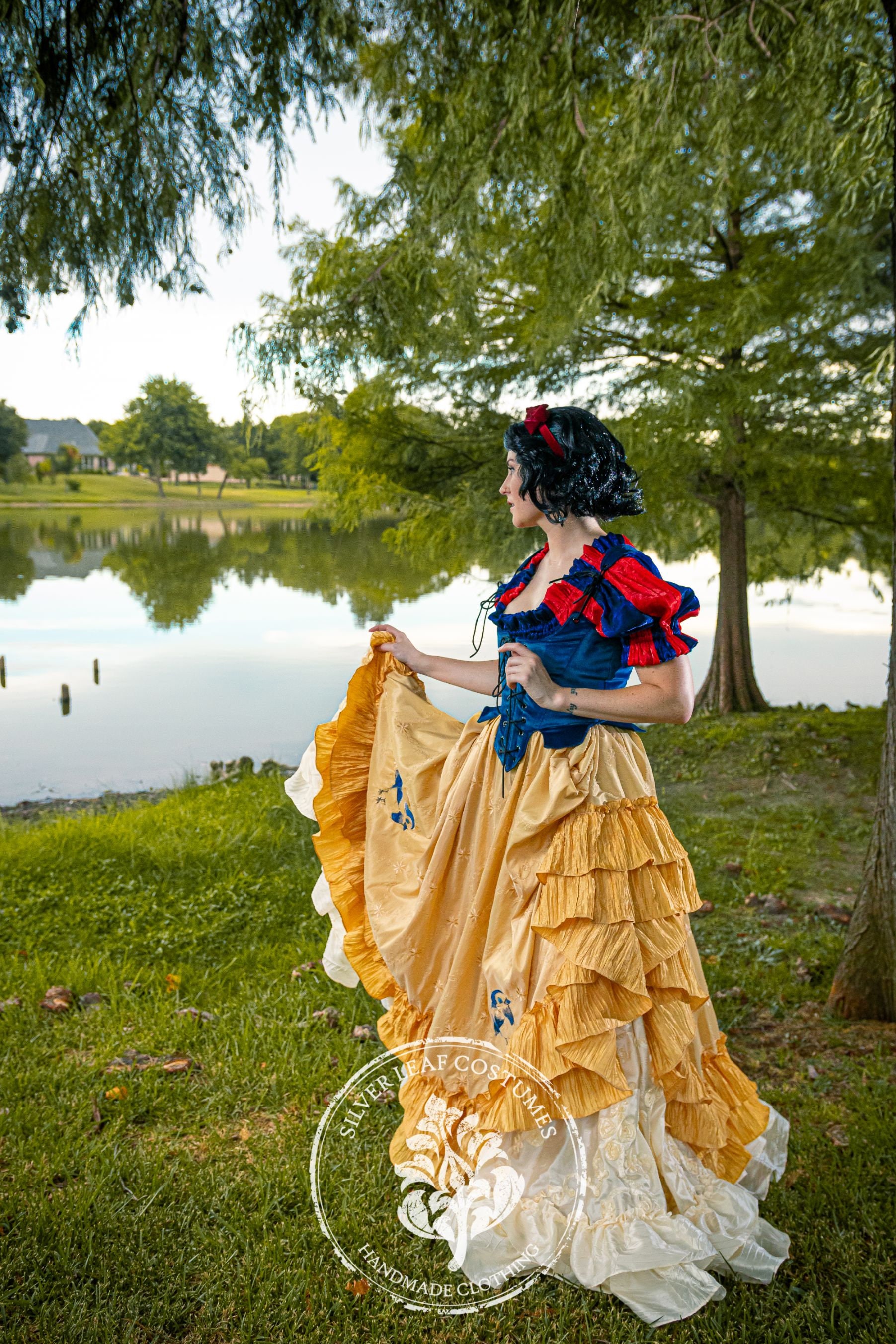 Renaissance Snow White Costume With Blue Velvet Bodice and Embroidered ...