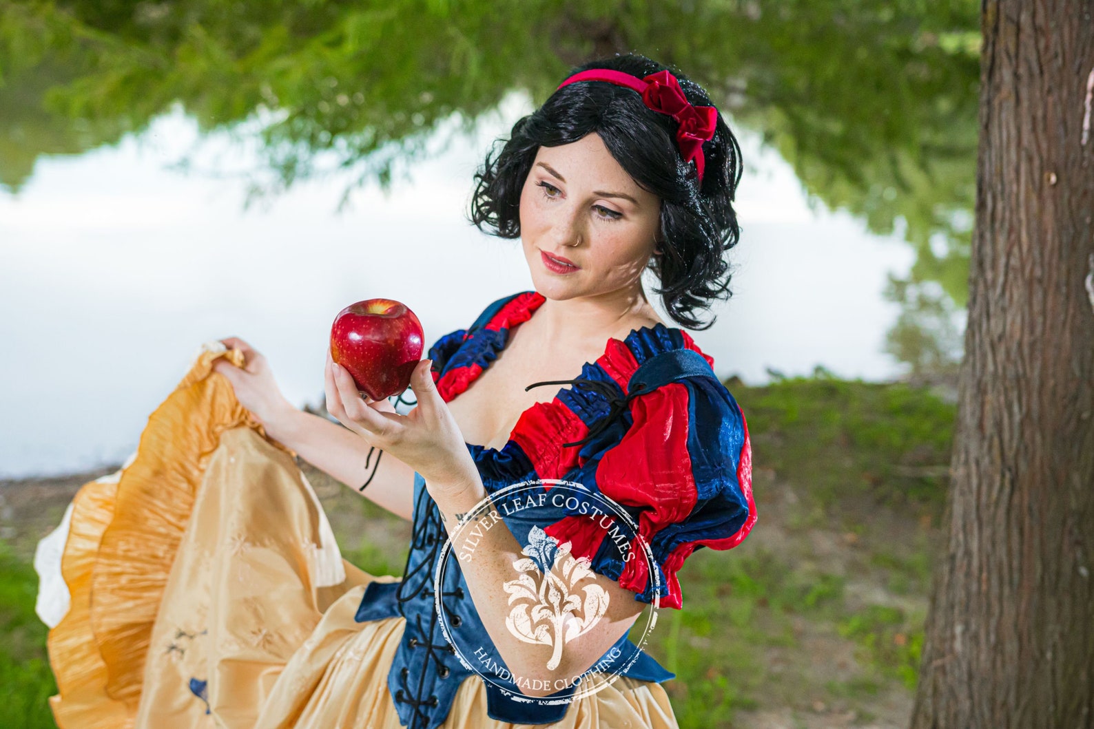Renaissance Snow White Costume With Blue Velvet Bodice and Embroidered ...