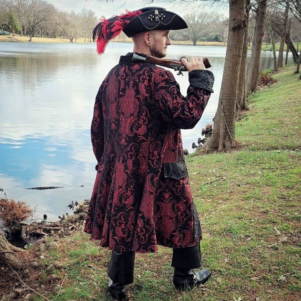 Red and Black Captains Coat Pirate Renaissance Victorian - Etsy