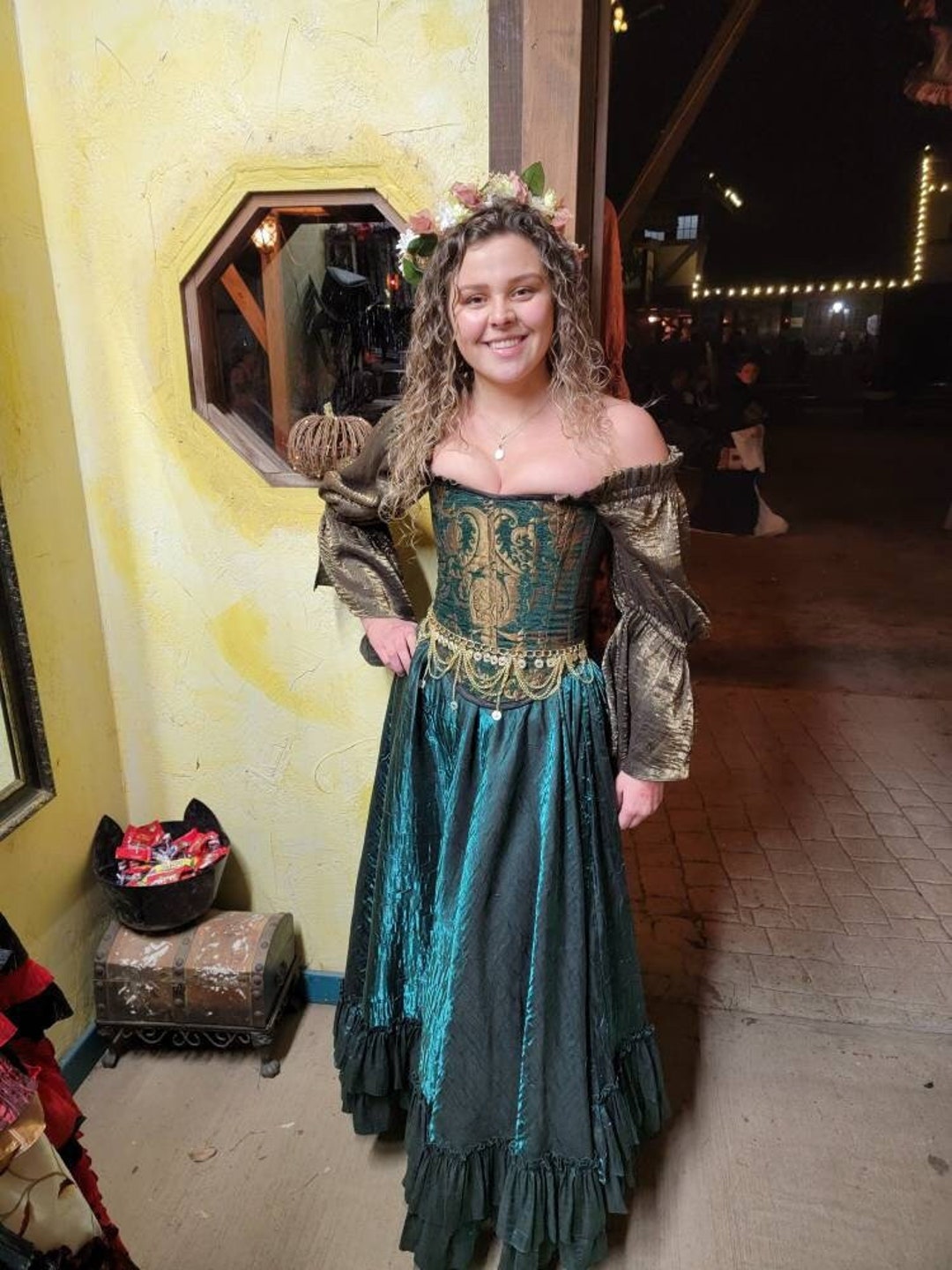 Renaissance Green and Gold Corset, Victorian, Renaissance Festival ...