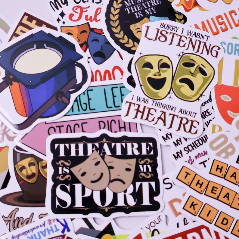 50PCS Theater Stickers, Drama Acting Stage Mask Decals, Musical ...