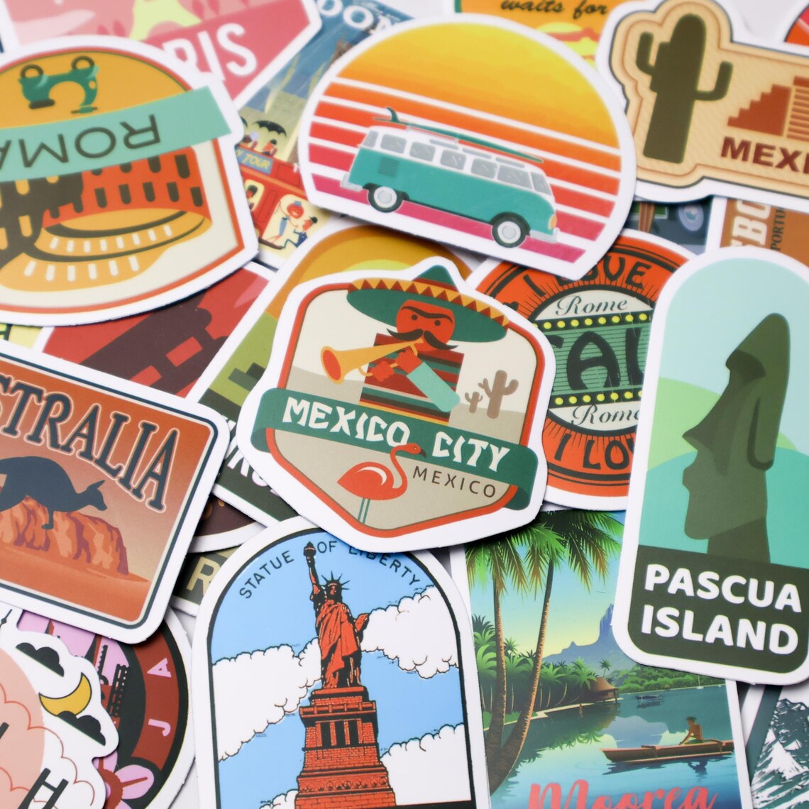 50 Travel City Sticker Pack – World Landmark and Scenic Destination ...