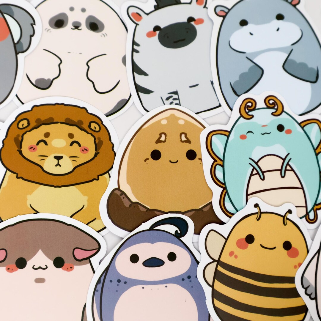 50PCS Animal Plush Stickers, Cute Cartoon Kawaii Pet Decals, Chubby Toy ...