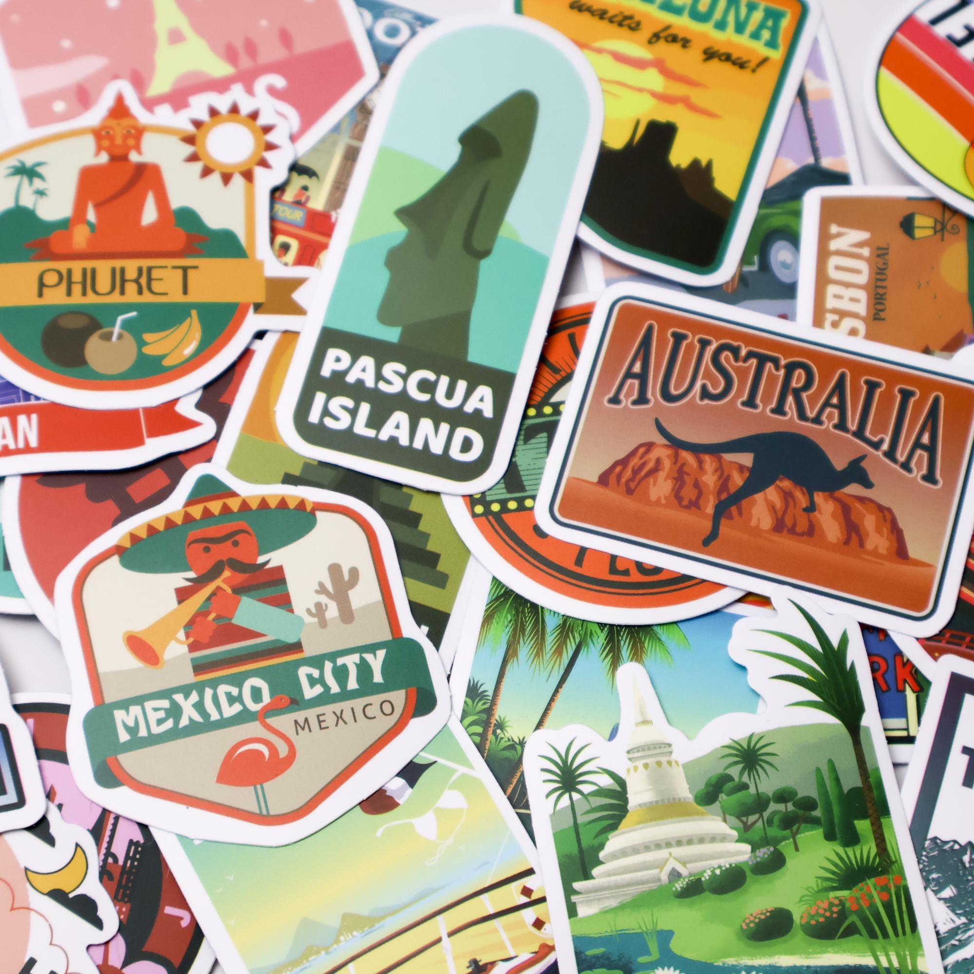 50 Travel City Sticker Pack – World Landmark and Scenic Destination ...