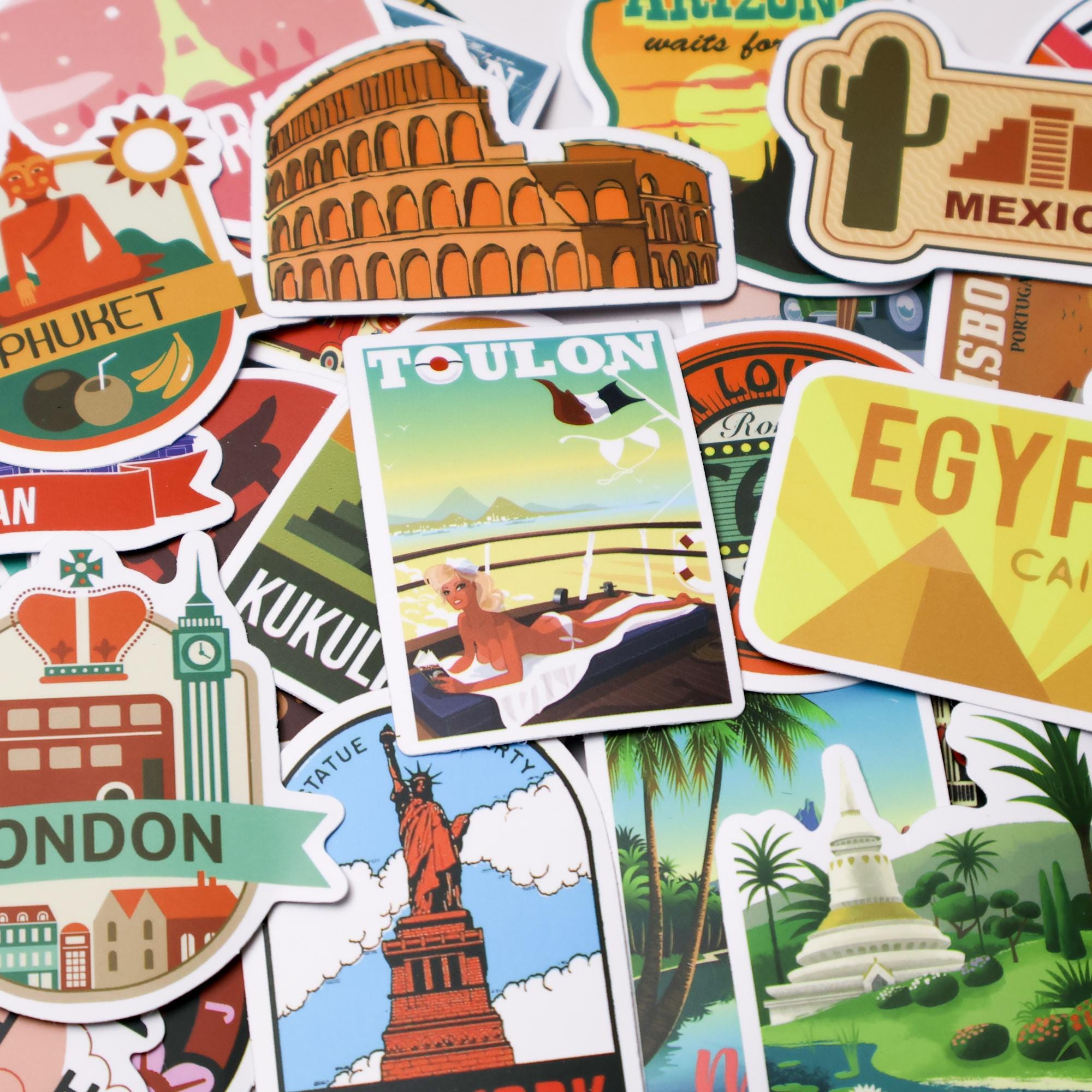 50 Travel City Sticker Pack – World Landmark and Scenic Destination ...