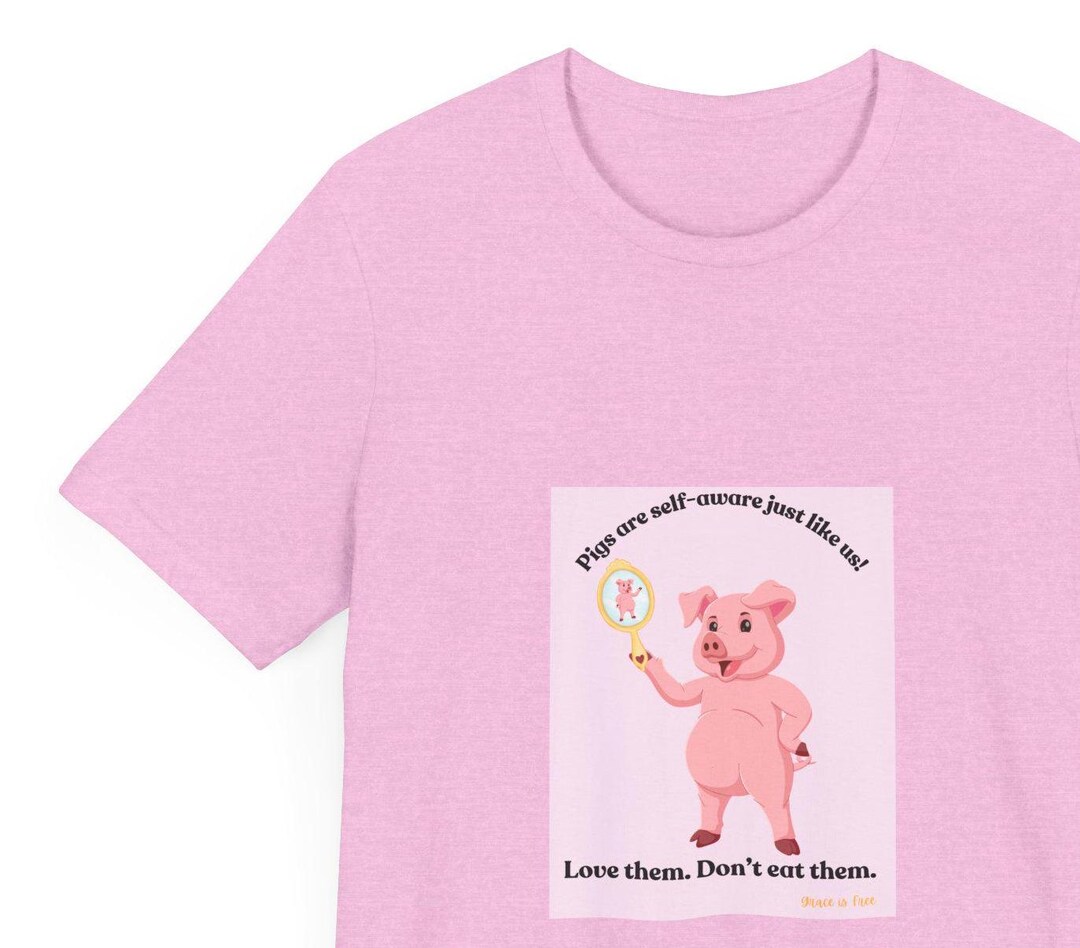 Pigs Are Self-aware T Shirt/cute Pig Admiring Herself in a Mirror/vegan ...