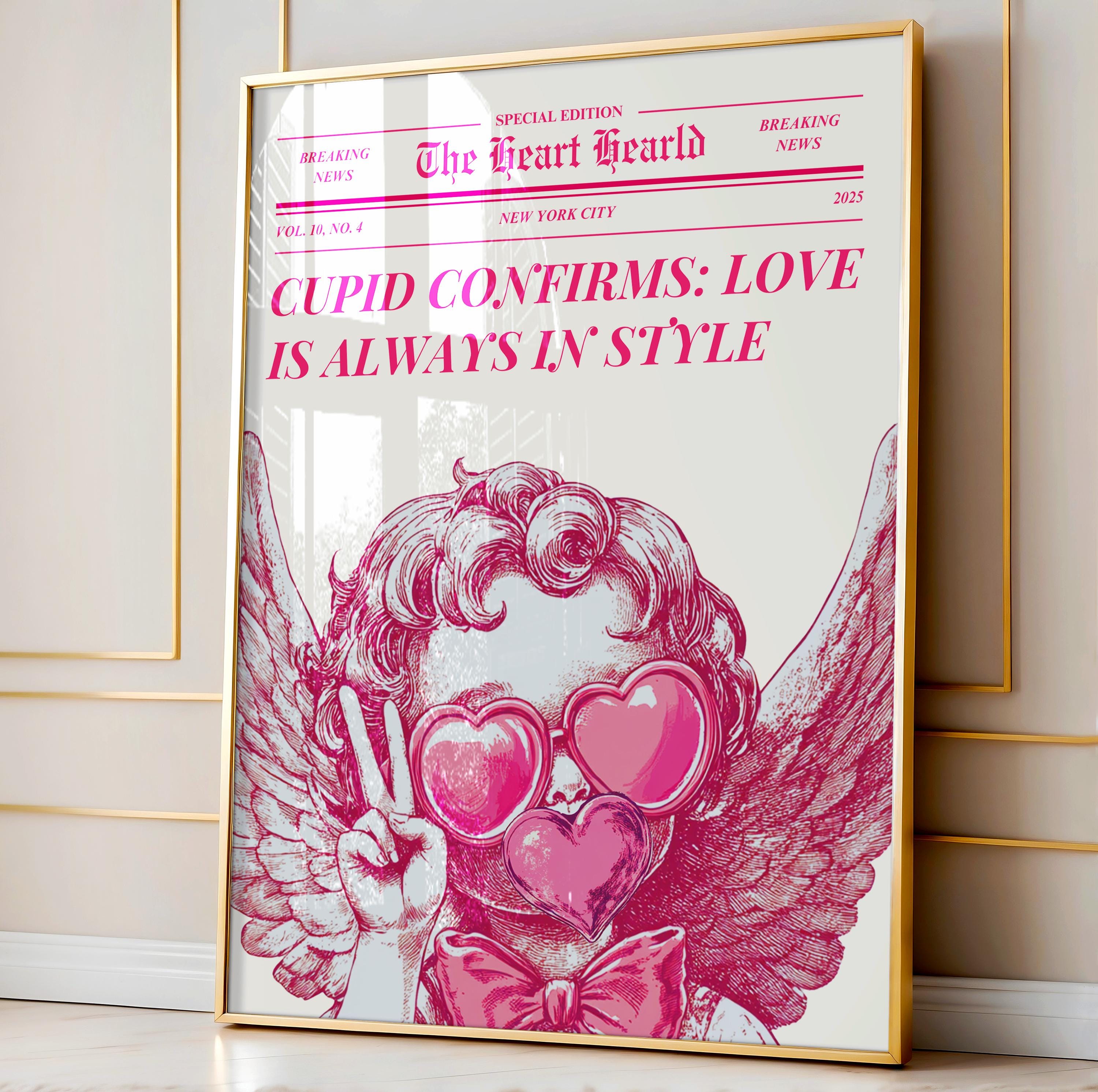 Cupid Newspaper Art Print: Valentine's Day Decor (digital Download) - Etsy