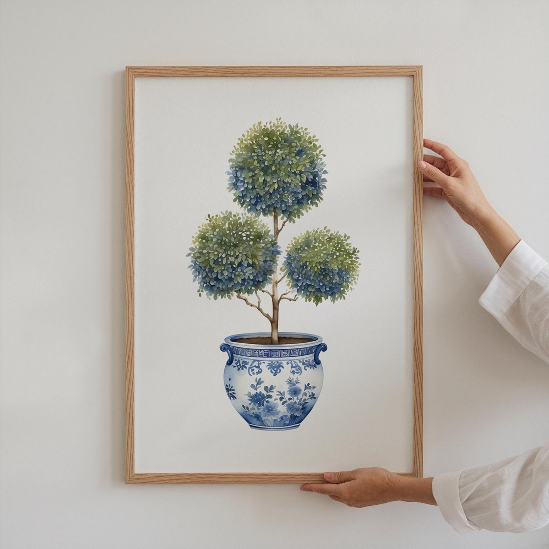 Topiary Art Print, Tiered Topiary Wall Art, Watercolor Topiary ...