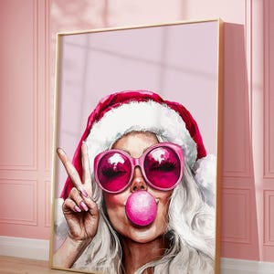 Pink Mrs Claus Wall Art Pink Christmas Decor Christmas Wall Decor ...
