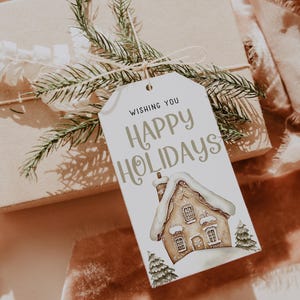 Printable Happy Holidays Gift Tag, Christmas Gift Tag, Gingerbread ...