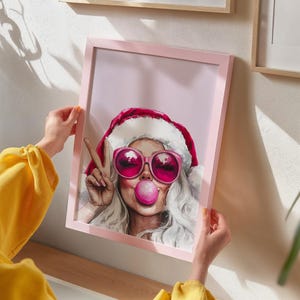 Pink Mrs Claus Wall Art Pink Christmas Decor Christmas Wall Decor ...