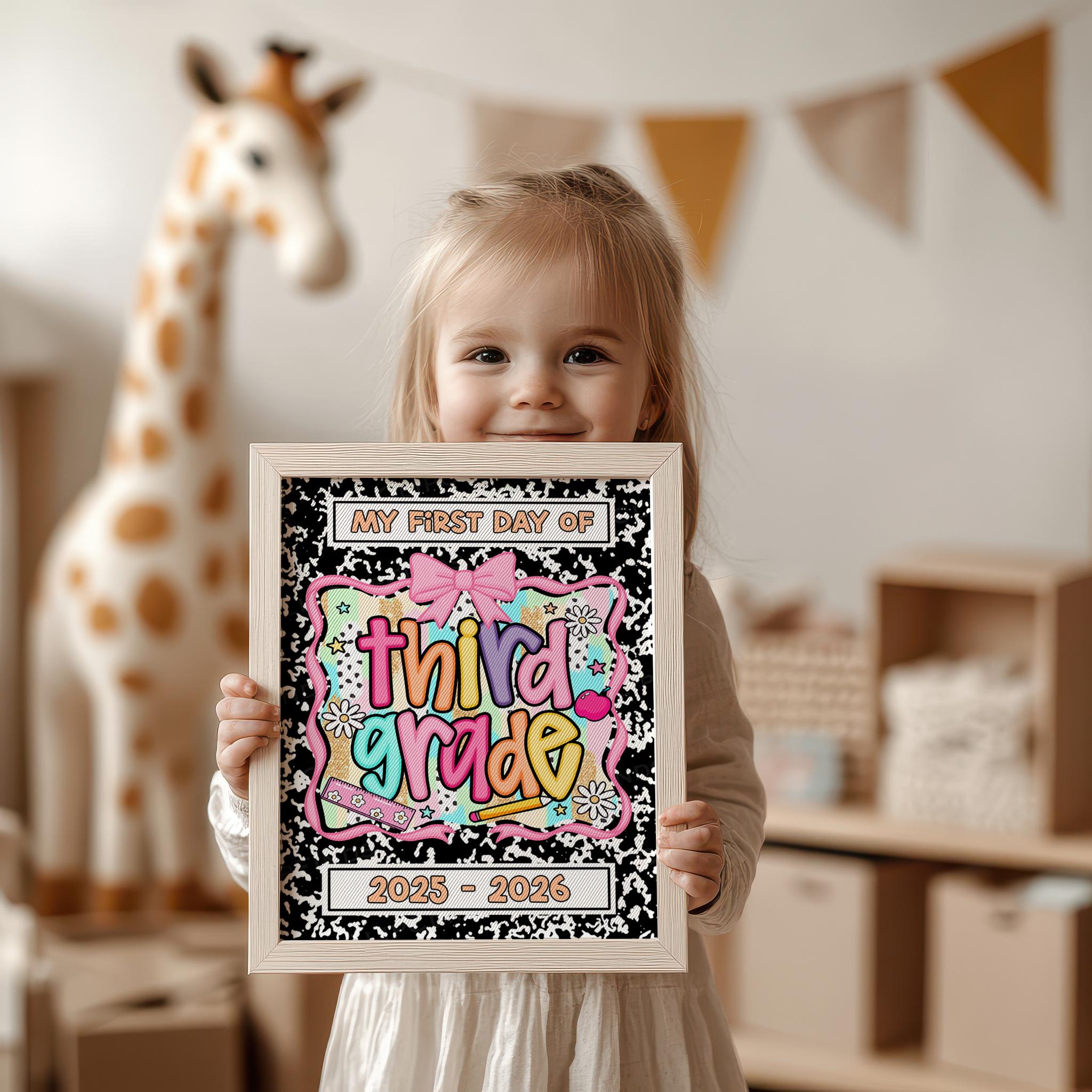 First Day of Third Grade Sign, Printable Poster (digital Print) - Etsy