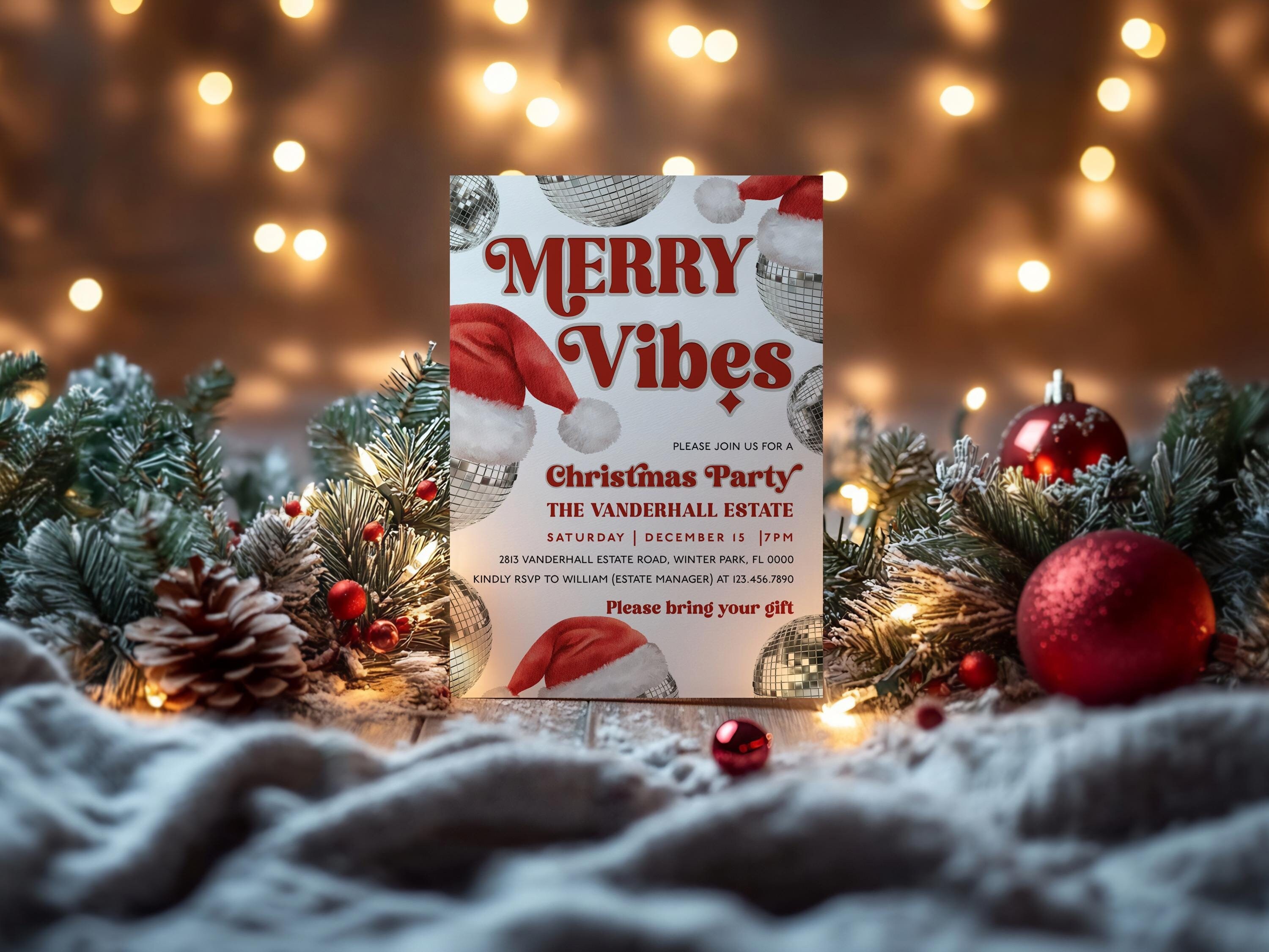Christmas Party Invitation Template Christmas Party Invite Retro ...